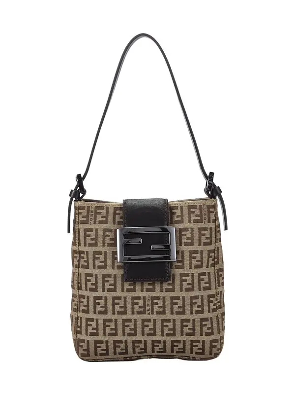 Fendi Zucchino Canvas Shoulder Bag - Brown