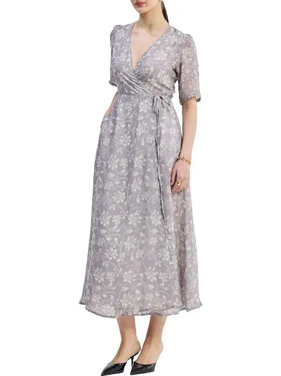 REISTOR Floral Maxi Wrap Dress - Vintage Vines