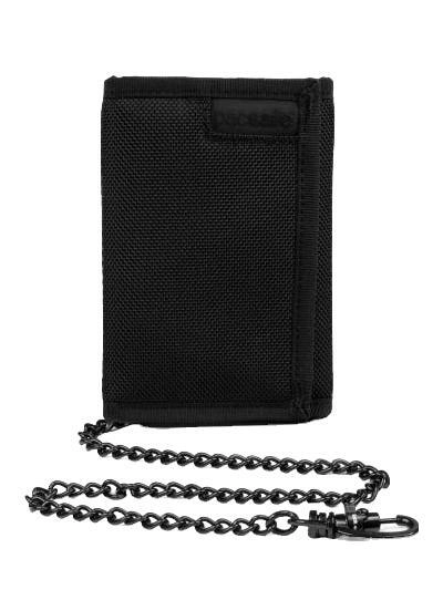 PACSAFE Rfidsafe Z50 Trifold Wallet With Metal Chain - Black