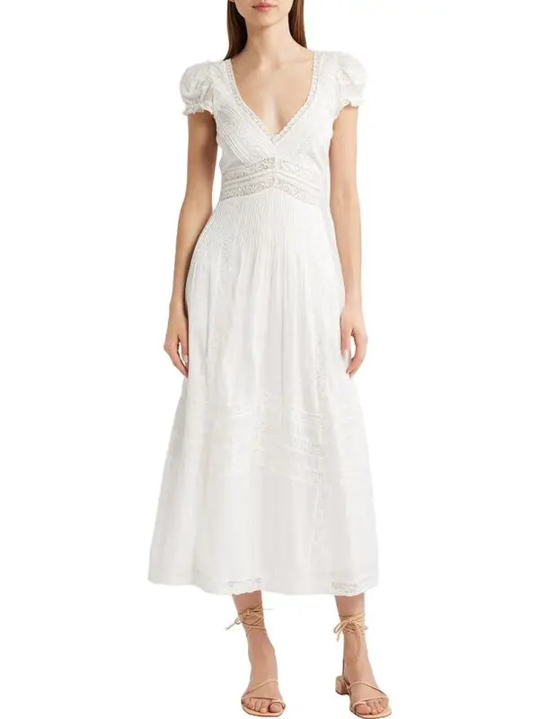 LoveShackFancy Suvi Lace Trim Cocktail Dress - White