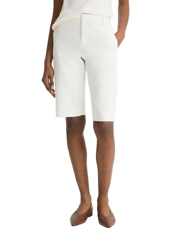 Vince Stretch Cotton Bermuda Chino Shorts - Off White