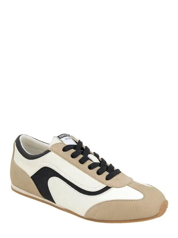 KENNETH COLE Alma Low-profile Sneakers - Cream/ Black Leather