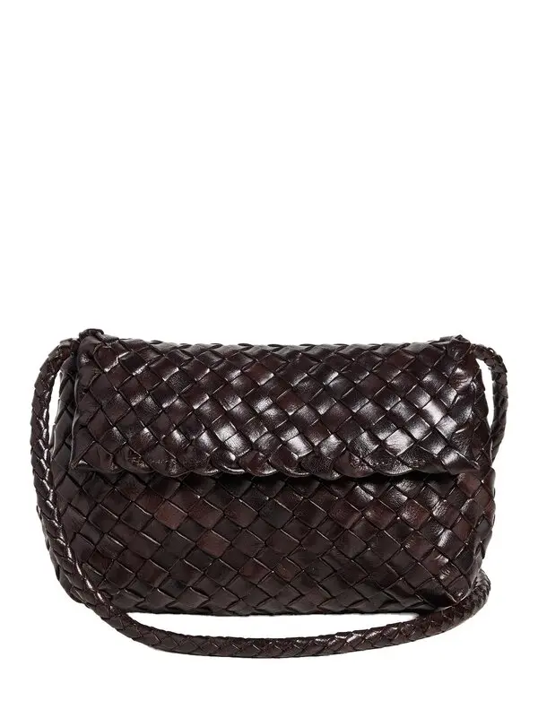 LOEFFLER RANDALL Vinnie Mini Woven Crossbody Bag - Chocolate
