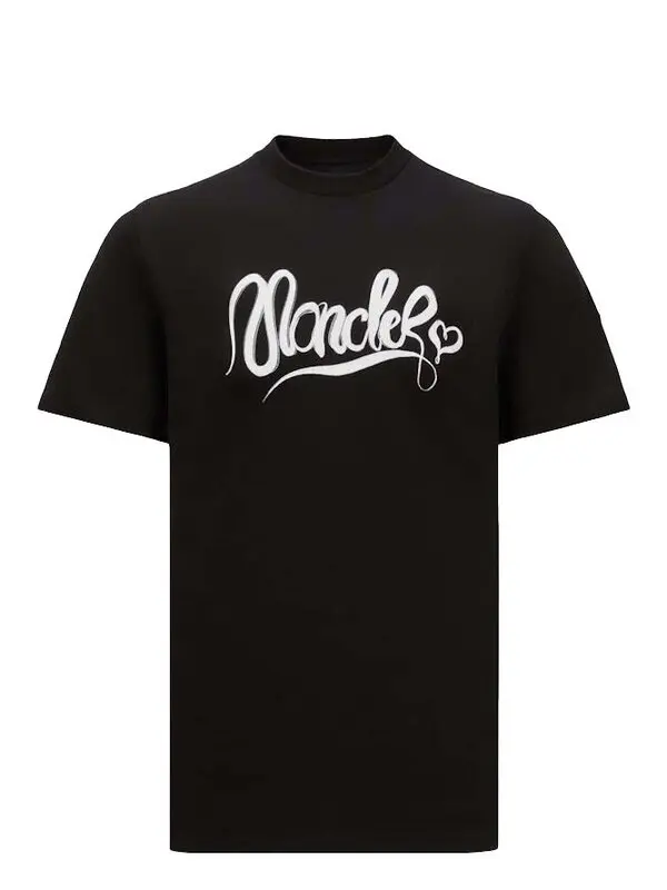 Moncler Calligraphy Logo Cotton T-shirt - Black