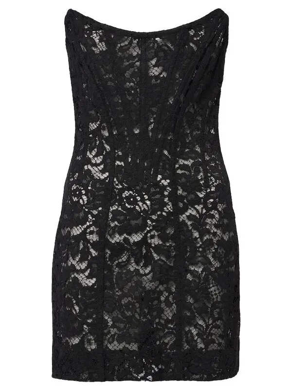 Dolce & Gabbana Floral Lace Mini Dress - Black