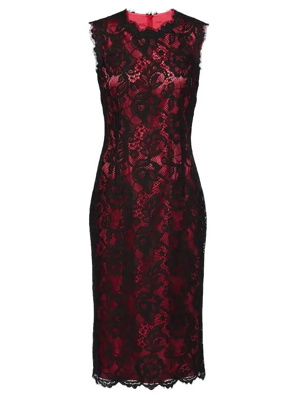 Dolce & Gabbana Cotton-blend Lace Midi Dress - Red