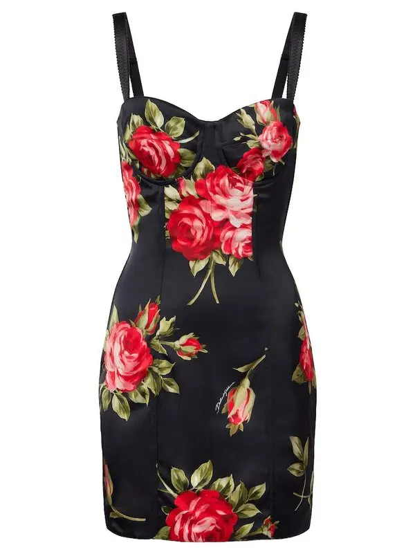 Dolce & Gabbana Floral Print Mini Dress - Black