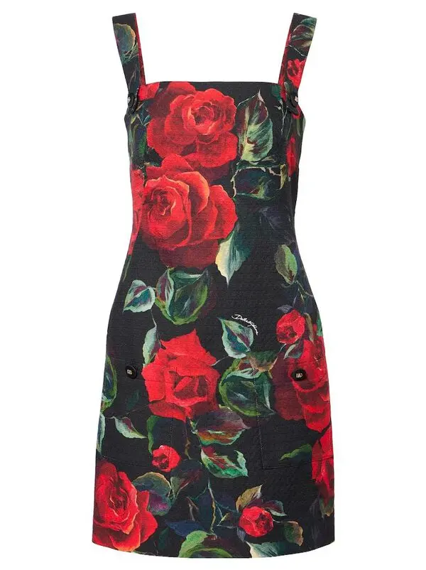 Dolce & Gabbana Floral Print Mini Dress - Black