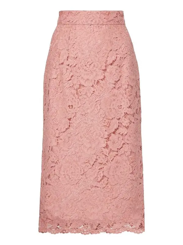 Dolce & Gabbana Lace Midi Skirt - Pink