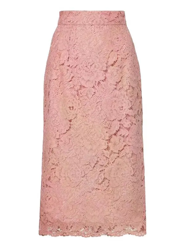 Dolce & Gabbana Lace Midi Skirt - Pink