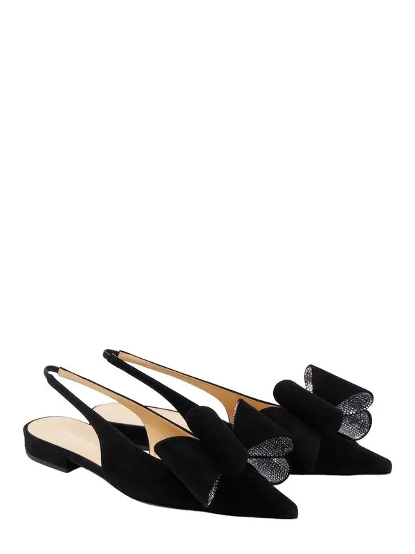 Mach & Mach Le Cadeau Suede Ballet Flats - Black