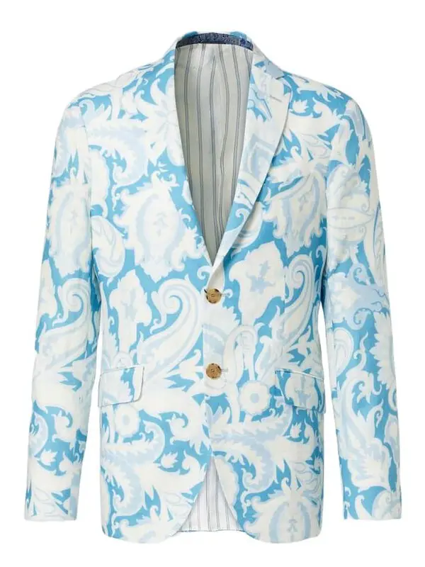 Etro Printed Single-breasted Cotton Blazer - Multicoloured