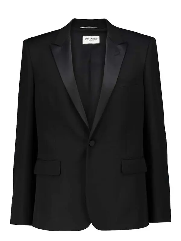Saint Laurent Wool Tuxedo Jacket - Black