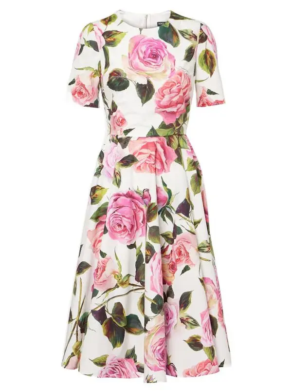 Dolce & Gabbana Floral Cotton Midi Dress - White