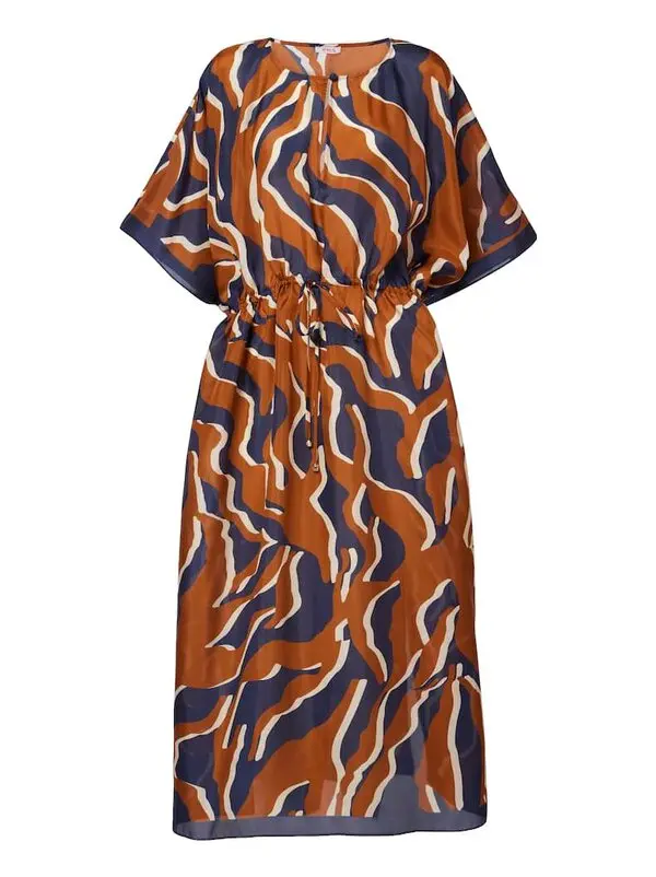 ERES Archipel Printed Gathered Silk Kaftan - Orange