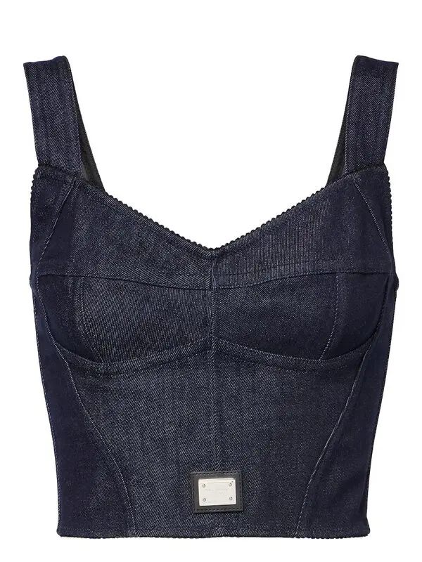 Dolce & Gabbana Denim Bustier Top - Blue