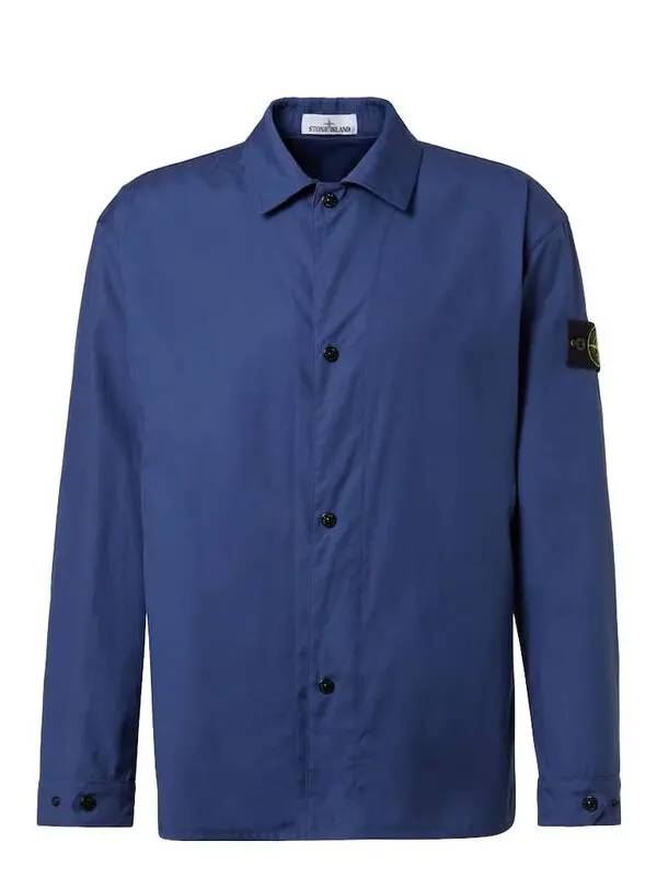 Stone Island Compass Cotton Canvas Overshirt - Blue