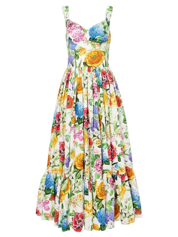 Dolce & Gabbana Floral Cotton Poplin Maxi Dress - Multicoloured