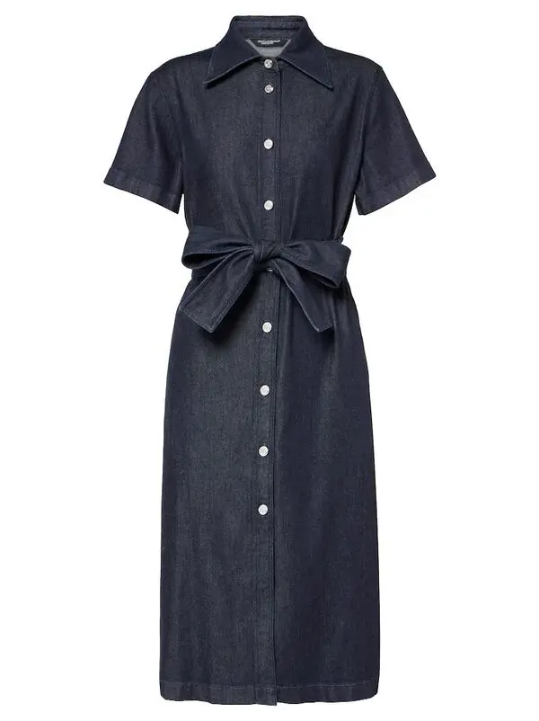 Dolce & Gabbana Belted Denim Shirt Dress - Blue