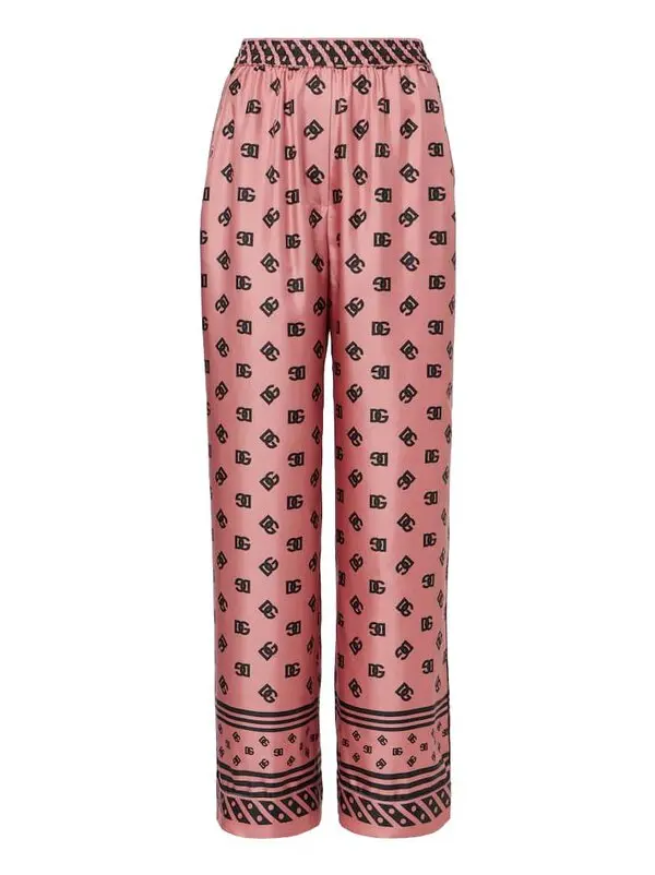 Dolce & Gabbana Dg Silk Satin Palazzo Pants - Pink