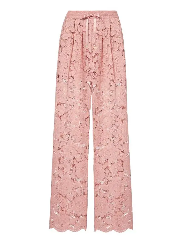 Dolce & Gabbana Lace Wide-leg Pants - Pink