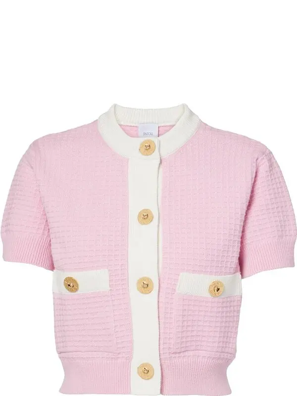 Patou Waffle-knit Cotton Cardigan - Pink