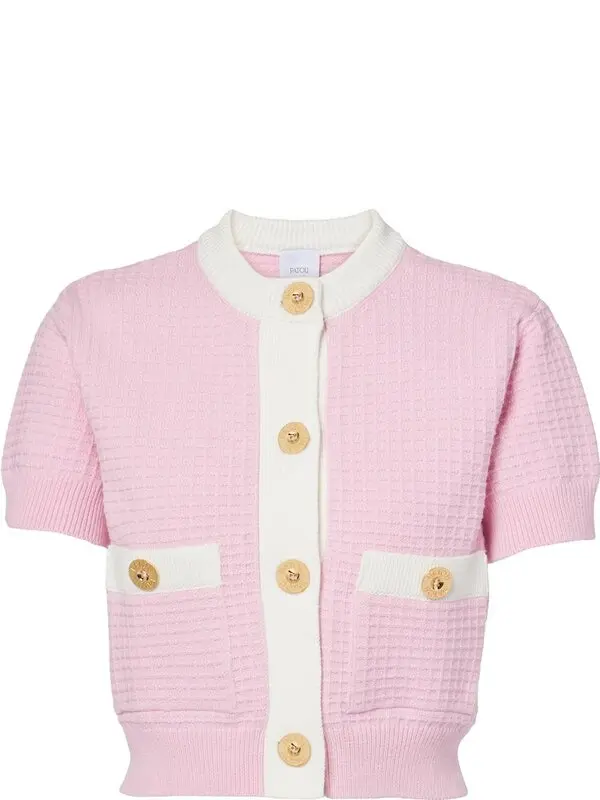 PATOU Waffle-knit Cotton Cardigan - Pink