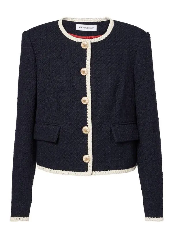 Veronica Beard Mabel Cropped Tweed Jacket - Blue