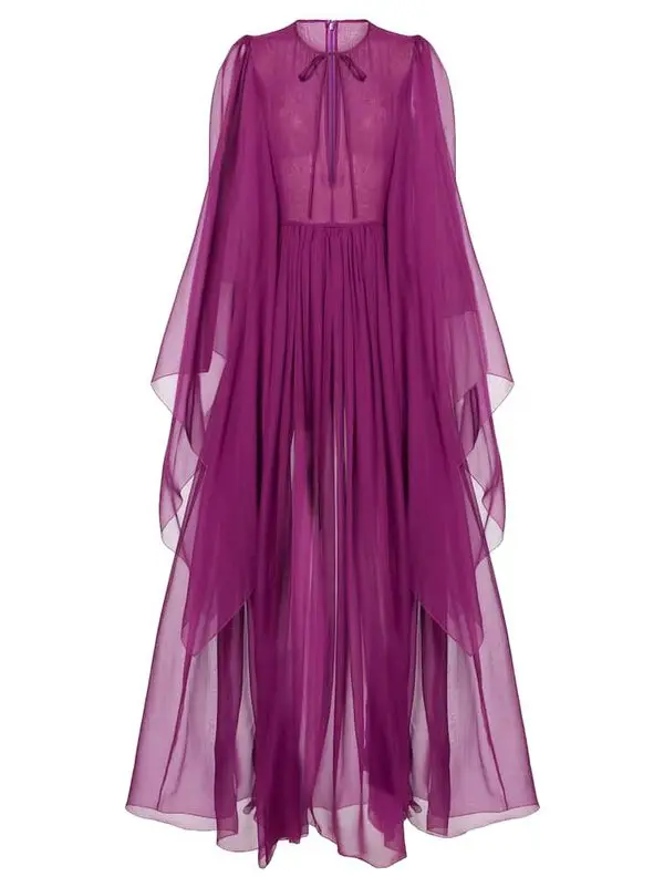 Dolce & Gabbana Gathered Silk Chiffon Gown - Purple