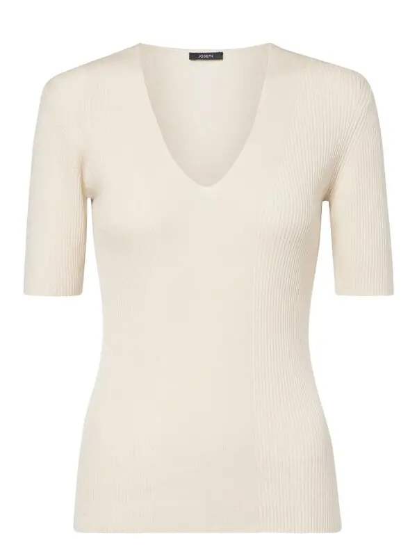 JOSEPH Ribbed-knit Wool Top - Beige