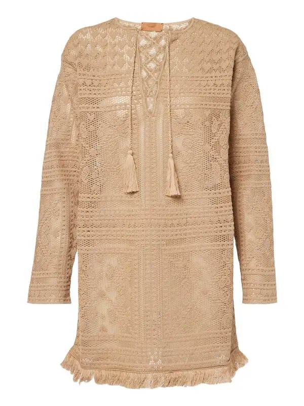 Alanui Kiss The Book Lace Minidress - Brown