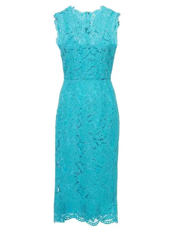 Dolce & Gabbana Cotton-blend Lace Midi Dress - Blue