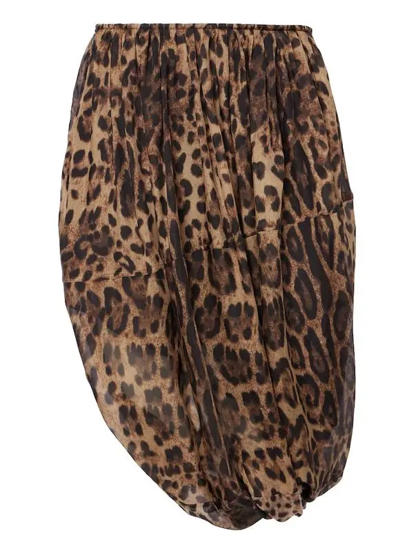 JACQUES WEI Leopard-print Chiffon Midi Skirt - Brown
