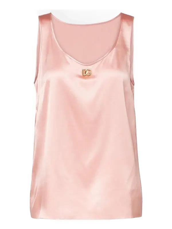 Dolce & Gabbana Dg Silk-blend Satin Top - Pink