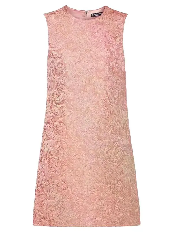 Dolce & Gabbana Floral Matelassé Jacquard Minidress - Pink