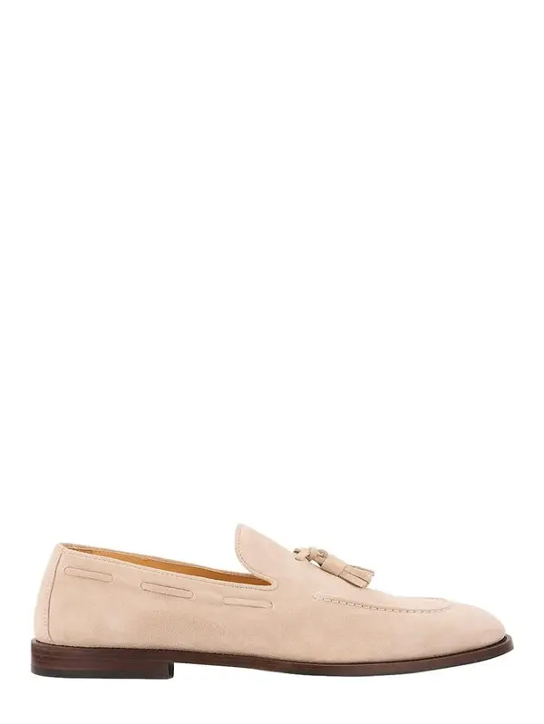 Brunello Cucinelli Suede Tassel Loafers - Beige
