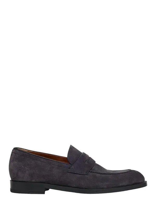 Zegna Suede Penny Loafers - Dk Blu Sld