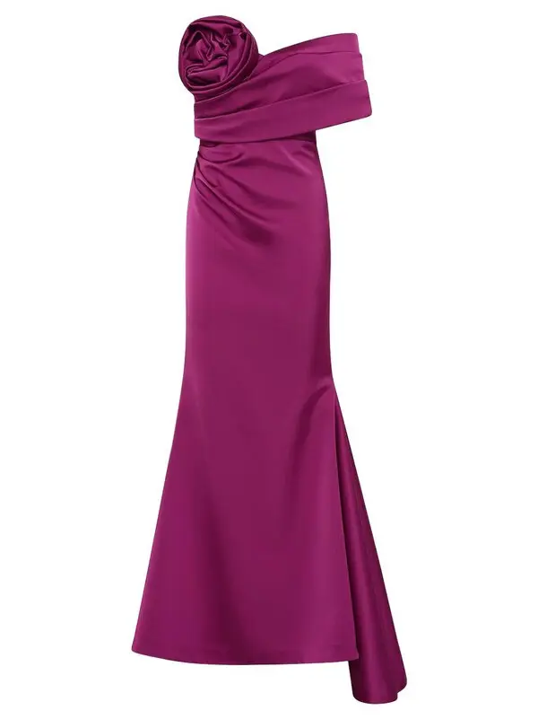 Rachel Gilbert Edan Rosette Trumpet Gown - Magenta