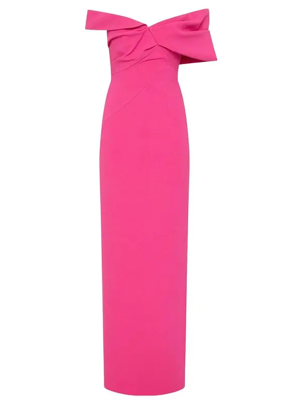 Rachel Gilbert Melody Draped Off-the-shoulder Gown - Hot Pink