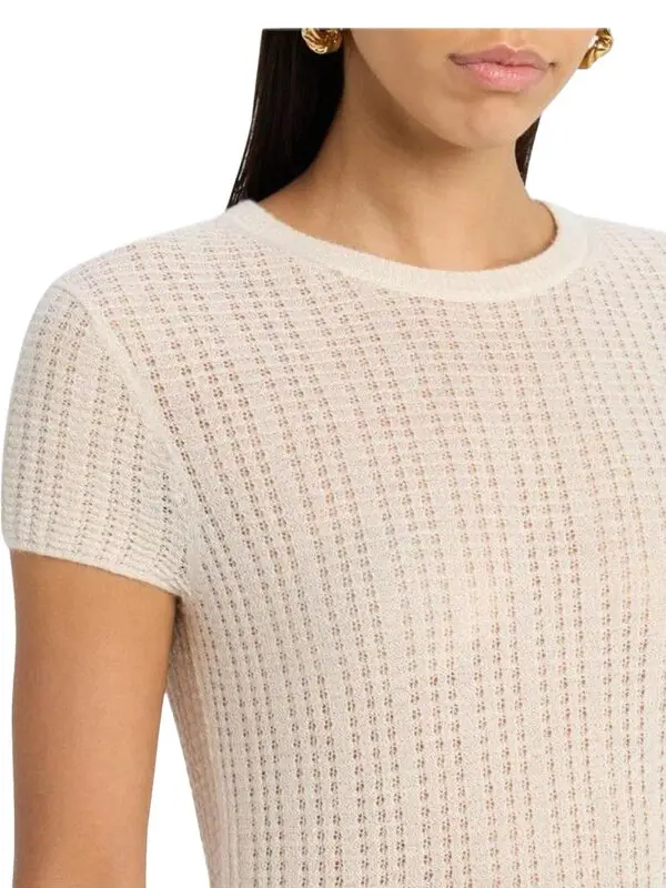 Vince Crewneck Waffle-knit Top - White Sand