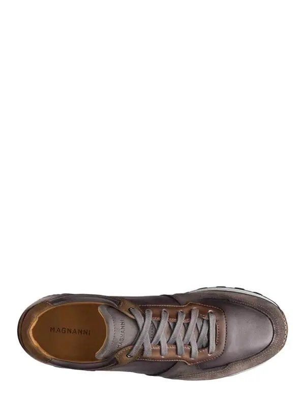 Magnanni Arco Leather Runner Sneakers - Grey/brown