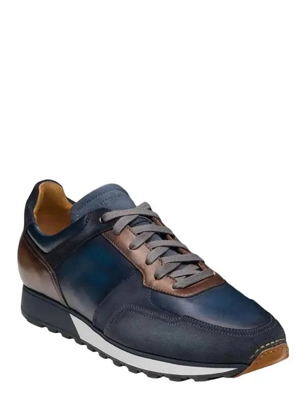 Magnanni Arco Leather Runner Sneakers - Navy/brown