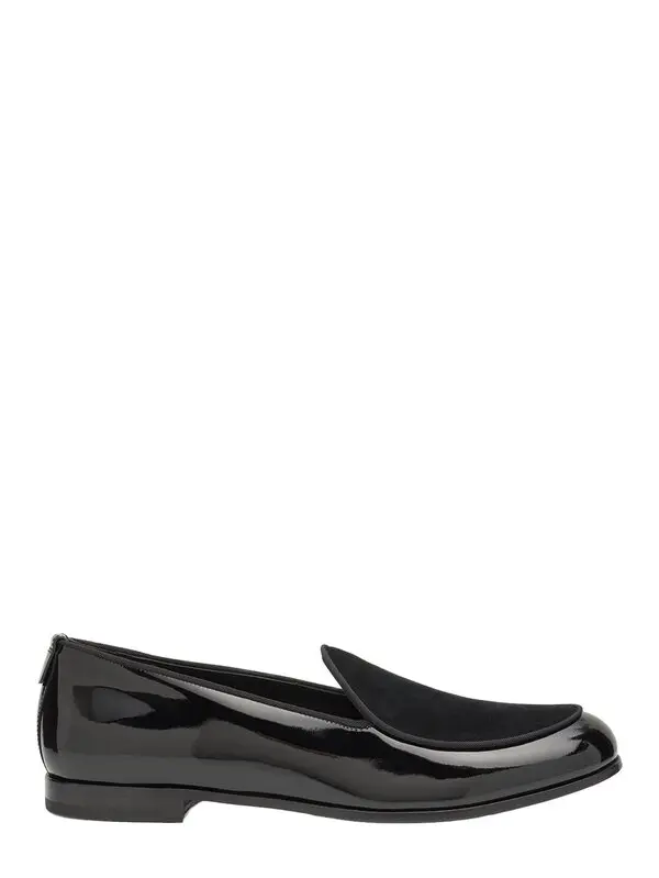 Giorgio Armani Leather And Velvet Loafers - Solid Black