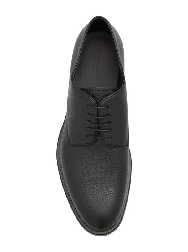 Giorgio Armani Grained Leather Derby Shoes - Solid Black