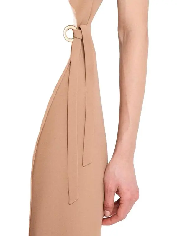 Giorgio Armani Cupro Wrap Midi Dress - Solid Medium Brown