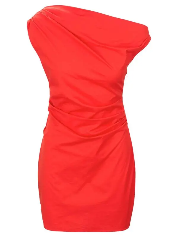 Staud Phare Asymmetric Mini Dress - Cayenne