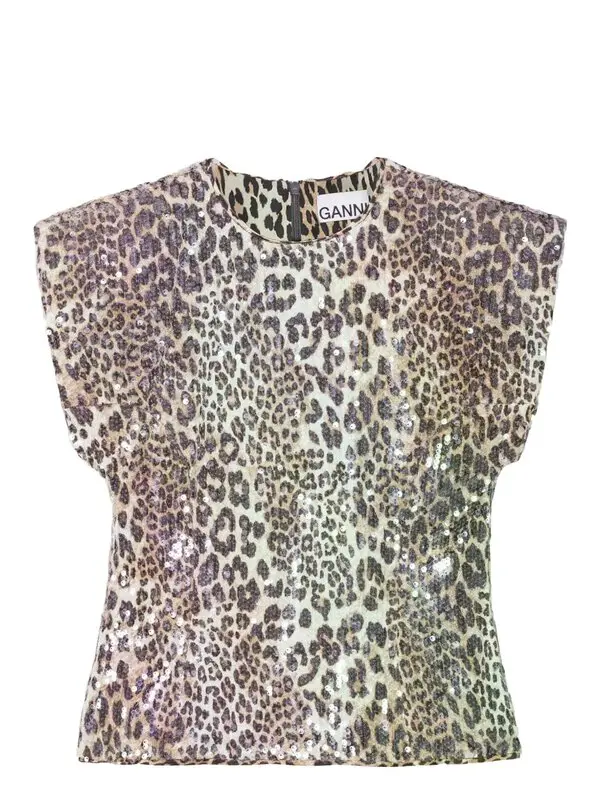GANNI Leopard-print Blouse - Neutrals
