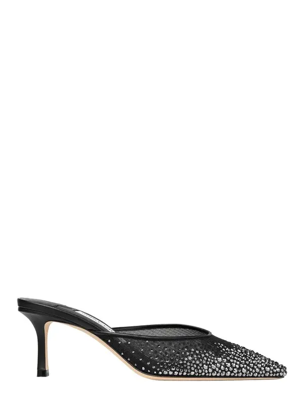 JIMMY CHOO Vivi 65 Crystal Mesh Mules - Black