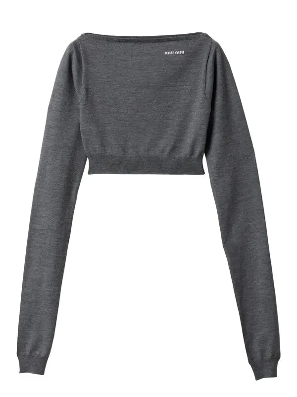 Miu Miu Wool Boat-neck Sweater - Slate Gray