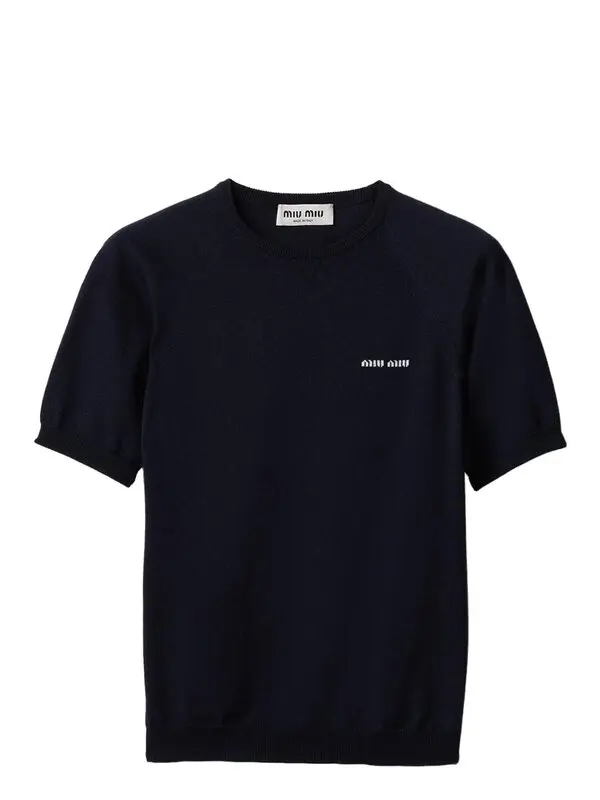 Miu Miu Wool Crew-neck Sweater - Navy